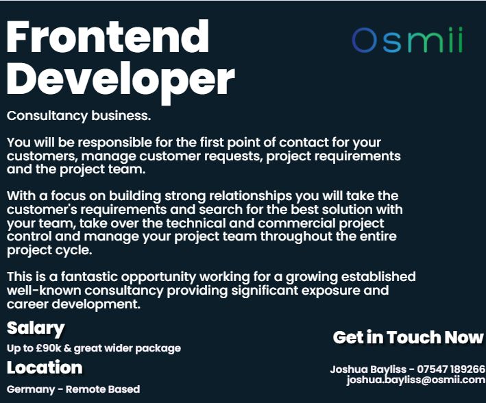 Joshua Bayliss on LinkedIn: #consultancy #germany #frontenddeveloper Joshua Bayliss on LinkedIn: #consultancy #germany #frontenddeveloper