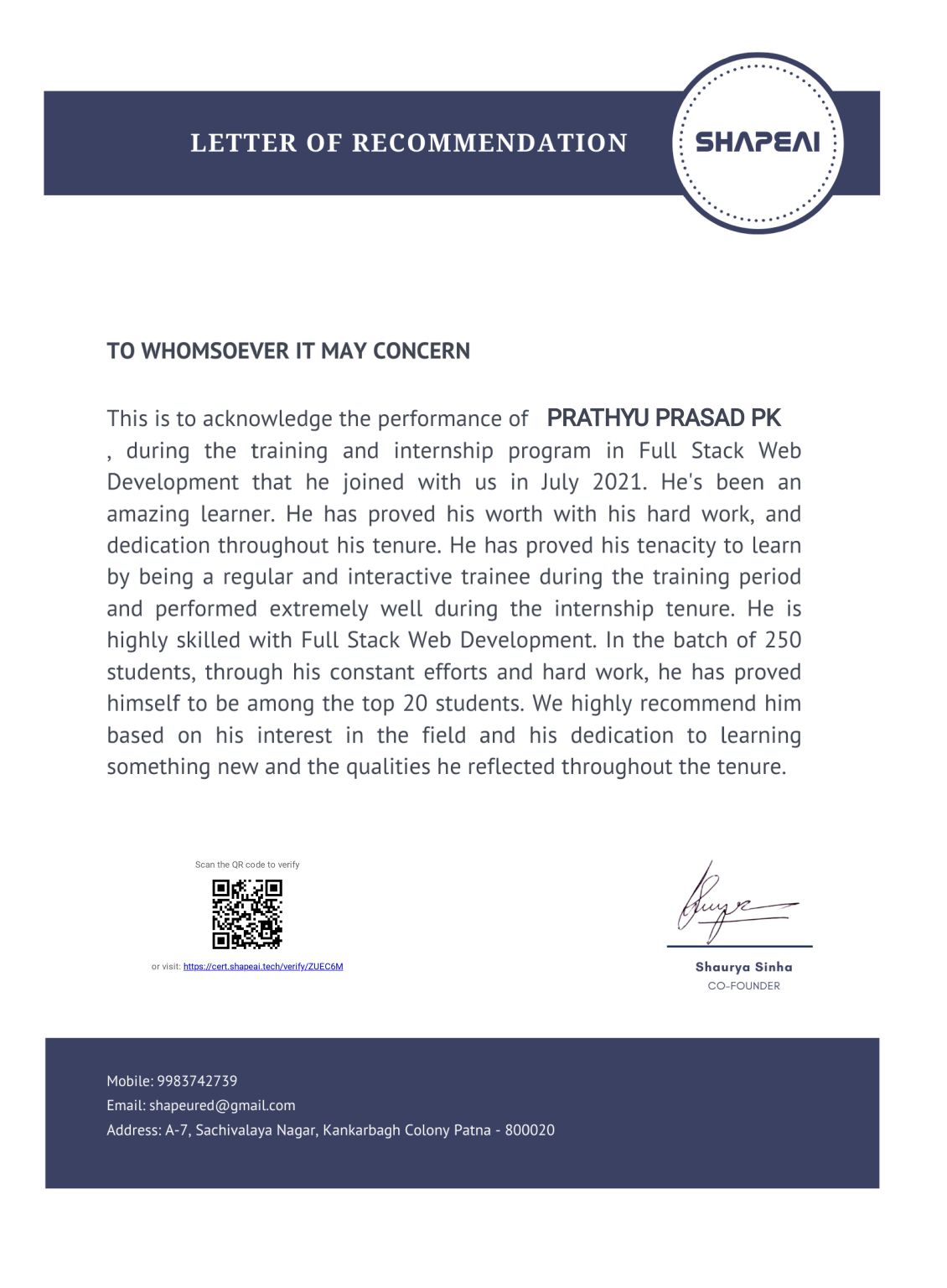 Prathyu Prasad PK on LinkedIn: #internship #development # ... Prathyu Prasad PK on LinkedIn: #internship #development # ...