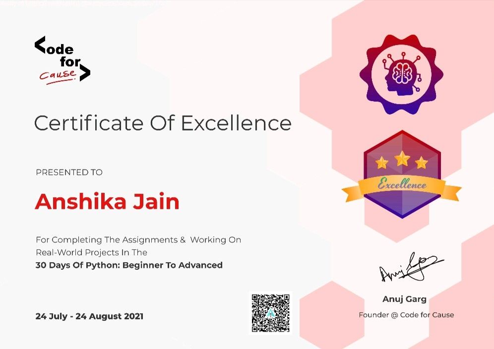 Anshika Jain on LinkedIn: #python #codeforcause #pythonprojects # ... Anshika Jain on LinkedIn: #python #codeforcause #pythonprojects # ...