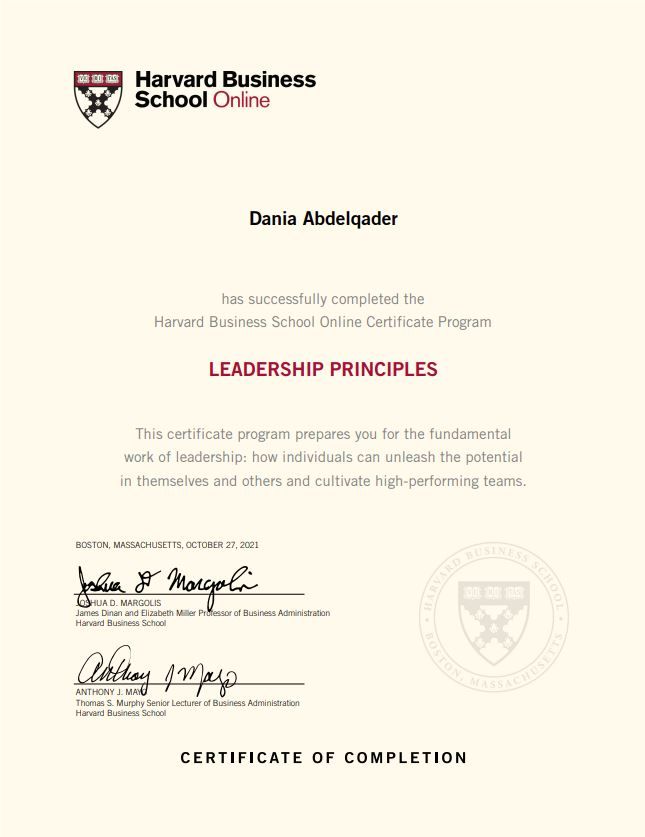 Dania Abdelqader on LinkedIn: #harvardbusinessschool #hbsonline # ... Dania Abdelqader on LinkedIn: #harvardbusinessschool #hbsonline # ...