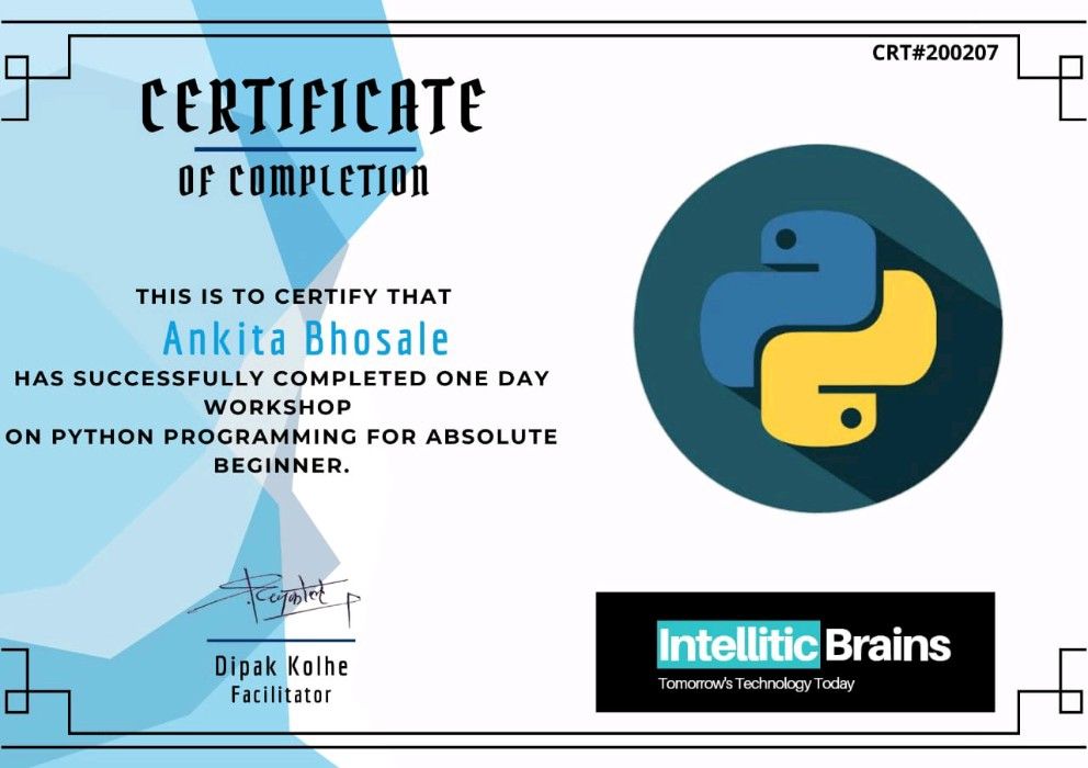 Ankita Bhosale on LinkedIn: #intellitic #pythonprogramming Ankita Bhosale on LinkedIn: #intellitic #pythonprogramming