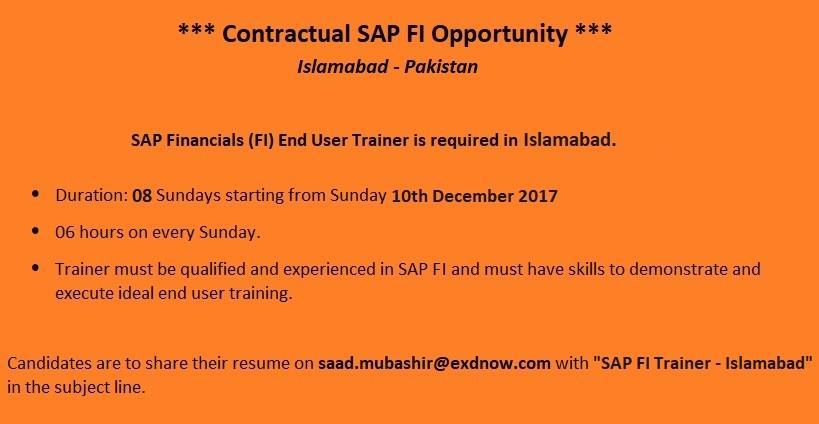 Saad M. Sheikh on LinkedIn: SAP FI End User Trainer is required in ... Saad M. Sheikh on LinkedIn: SAP FI End User Trainer is required in ...