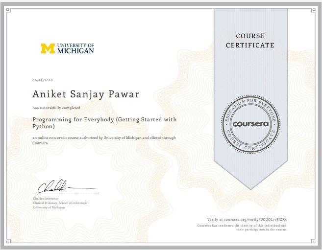 Aniket Pawar on LinkedIn: Successfully completed 'Programming for ... Aniket Pawar on LinkedIn: Successfully completed 'Programming for ...