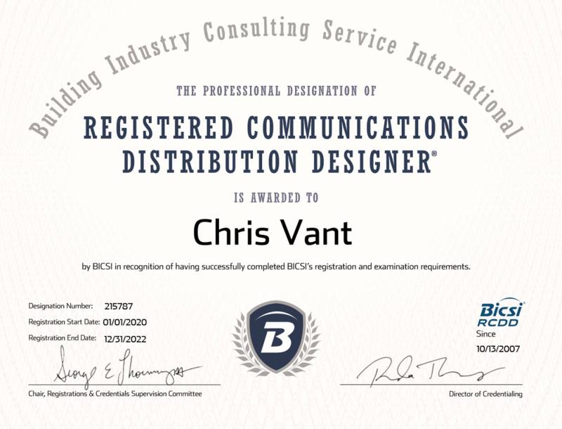Chris Vant, MIET, CNIDP, RCDD, CTPM on LinkedIn: #rcdd | 10 comments Chris Vant, MIET, CNIDP, RCDD, CTPM on LinkedIn: #rcdd | 10 comments