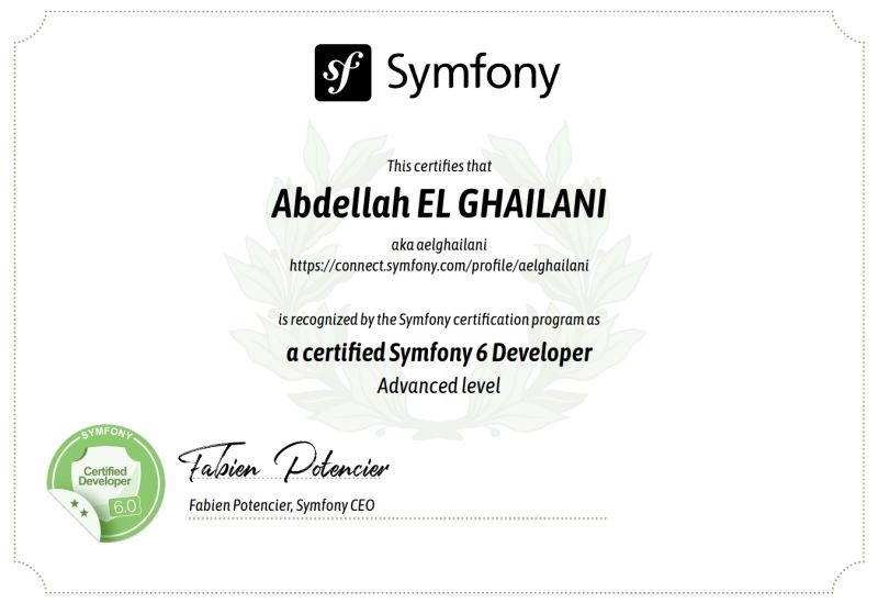 Abdellah EL GHAILANI on LinkedIn: #symfony #symfony #certification # ... Abdellah EL GHAILANI on LinkedIn: #symfony #symfony #certification # ...