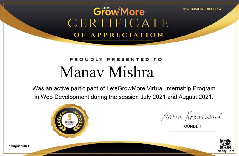 Manav Mishra on LinkedIn: #connections #letsgrowmore #internship2021 # ... Manav Mishra on LinkedIn: #connections #letsgrowmore #internship2021 # ...