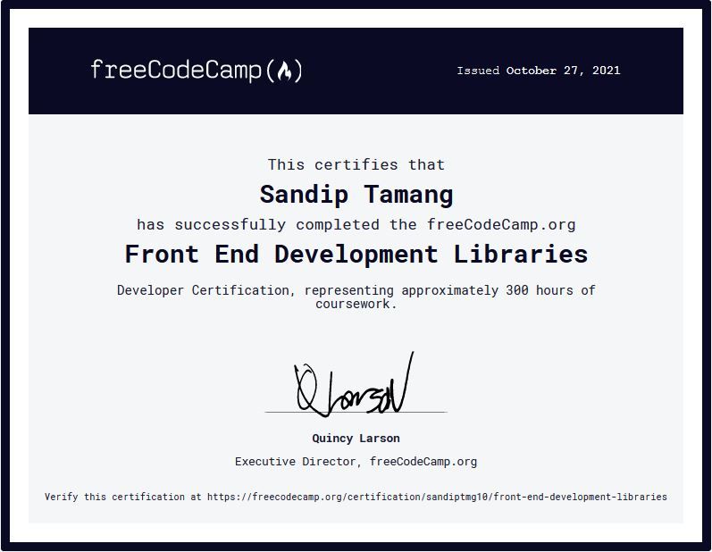 Sandip Tamang on LinkedIn: #freecodecamp #reactjs #redux #bootstrap # ... Sandip Tamang on LinkedIn: #freecodecamp #reactjs #redux #bootstrap # ...