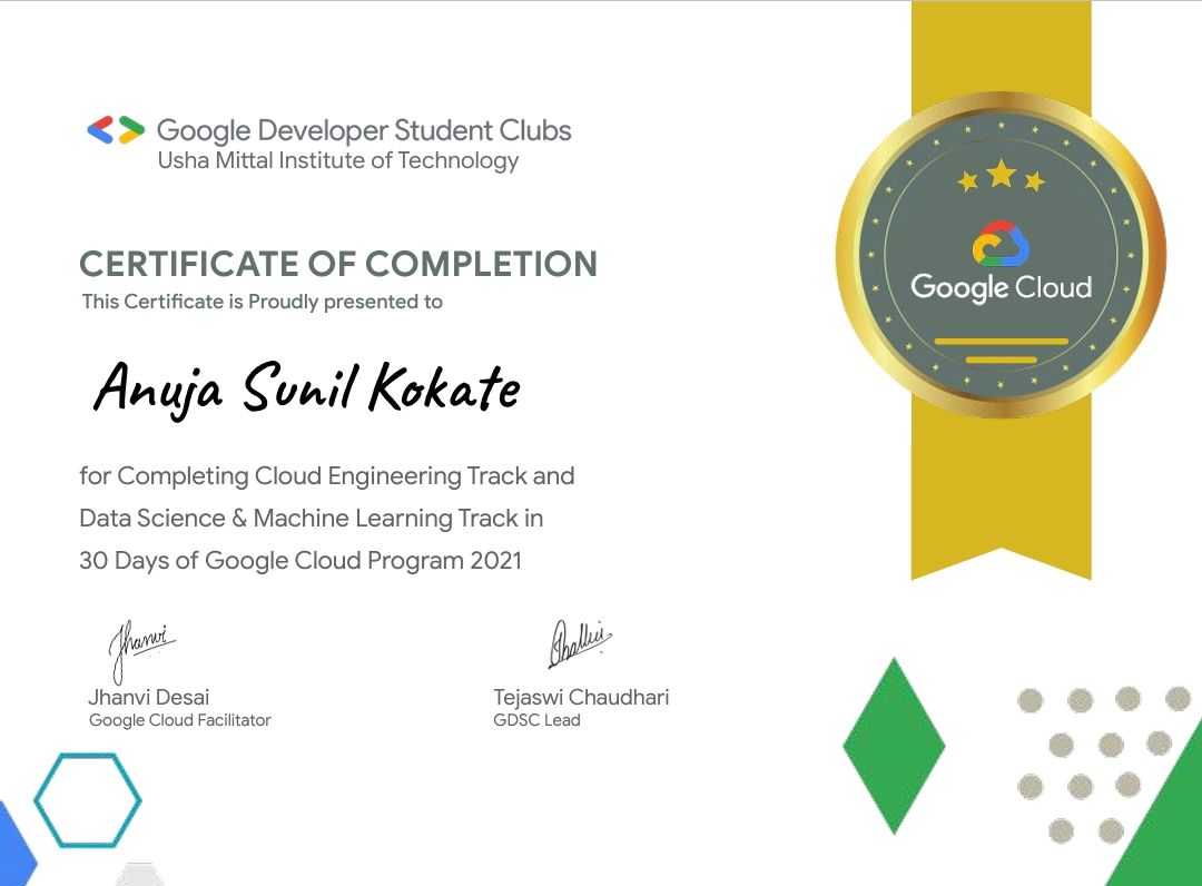 Anuja Kokate on LinkedIn: #gdsc #cloudcertification #badges Anuja Kokate on LinkedIn: #gdsc #cloudcertification #badges
