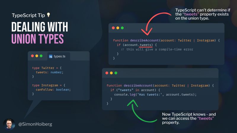 Simon Høiberg on LinkedIn: TypeScript Tips 💡 Union types is a powerful ... Simon Høiberg on LinkedIn: TypeScript Tips 💡 Union types is a powerful ...