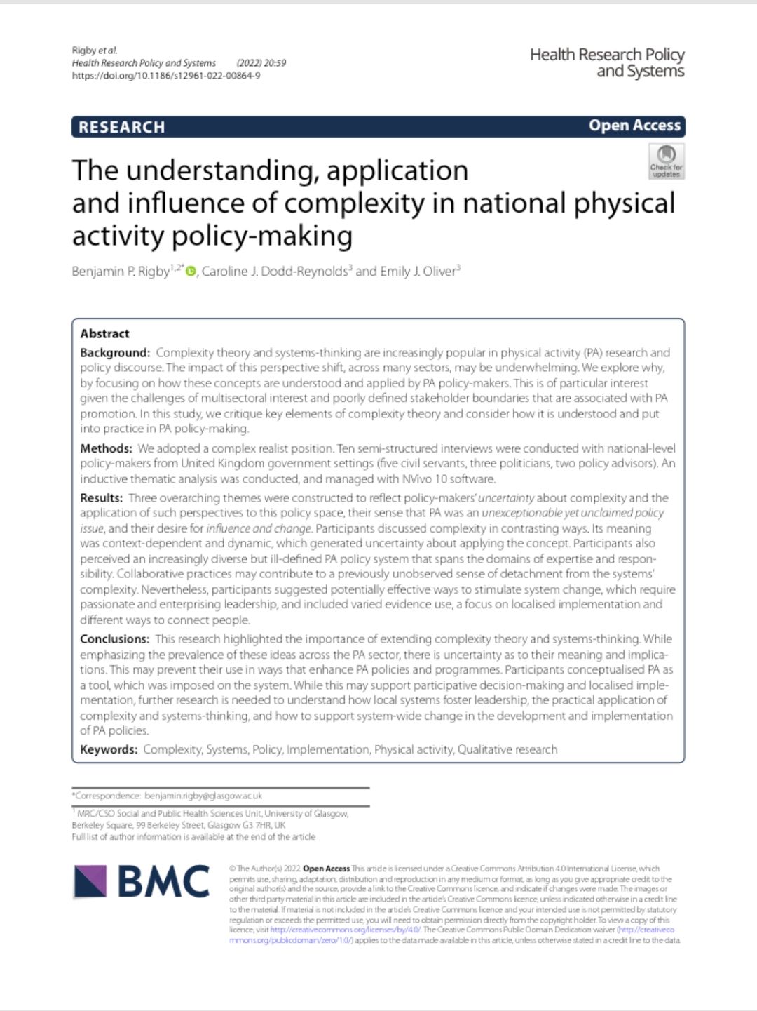 Benjamin Rigby on LinkedIn: #physicalactivity #policy #complexity #systems Benjamin Rigby on LinkedIn: #physicalactivity #policy #complexity #systems
