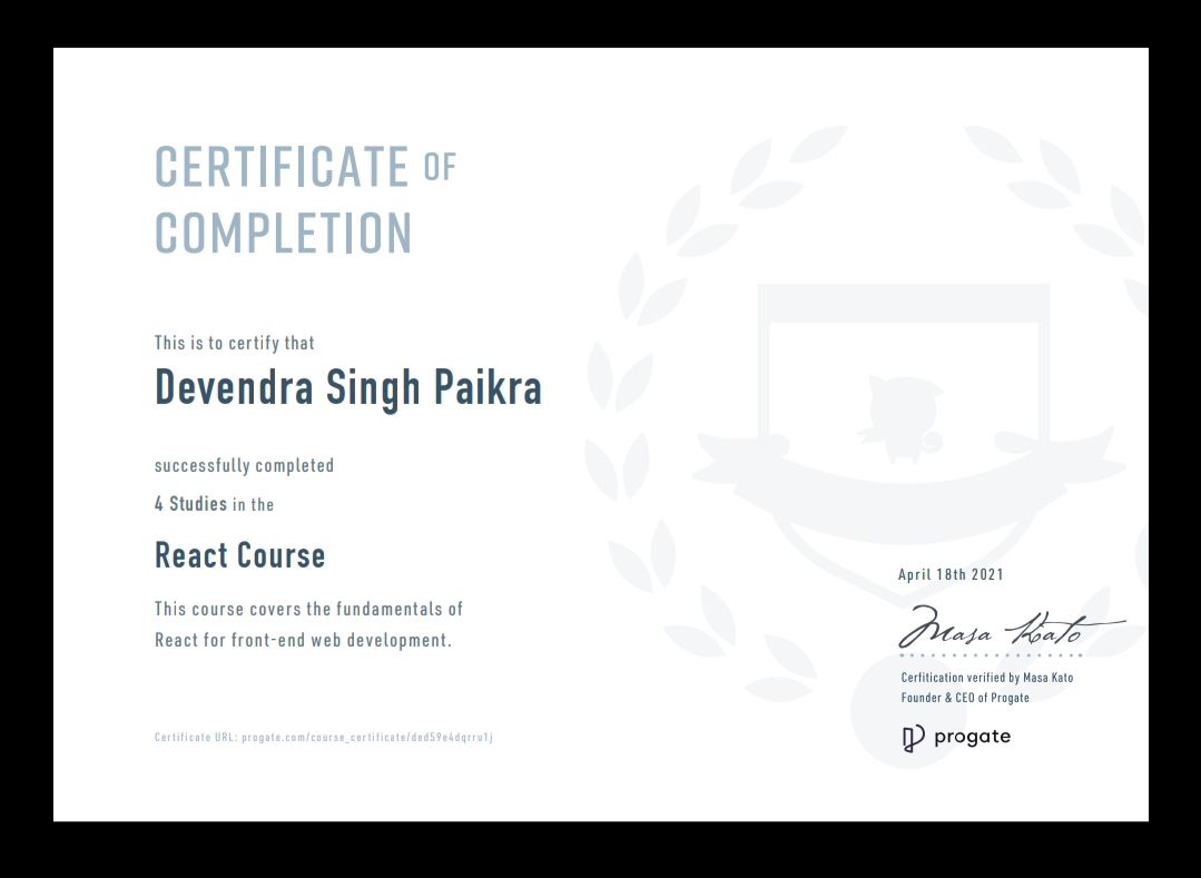 Devendra Singh Paikra on LinkedIn: #javascript #react #progate #developers Devendra Singh Paikra on LinkedIn: #javascript #react #progate #developers