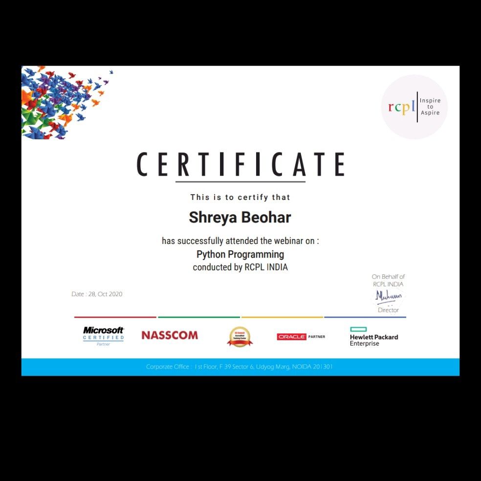 Shreya Beohar on LinkedIn: I attended webinar of python confuncted by ... Shreya Beohar on LinkedIn: I attended webinar of python confuncted by ...