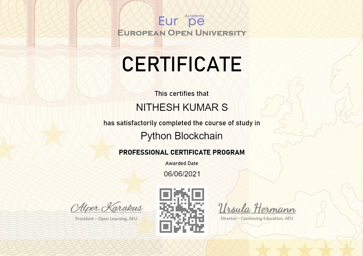 Nithesh kumar on LinkedIn: #blockchain #technology #python Nithesh kumar on LinkedIn: #blockchain #technology #python
