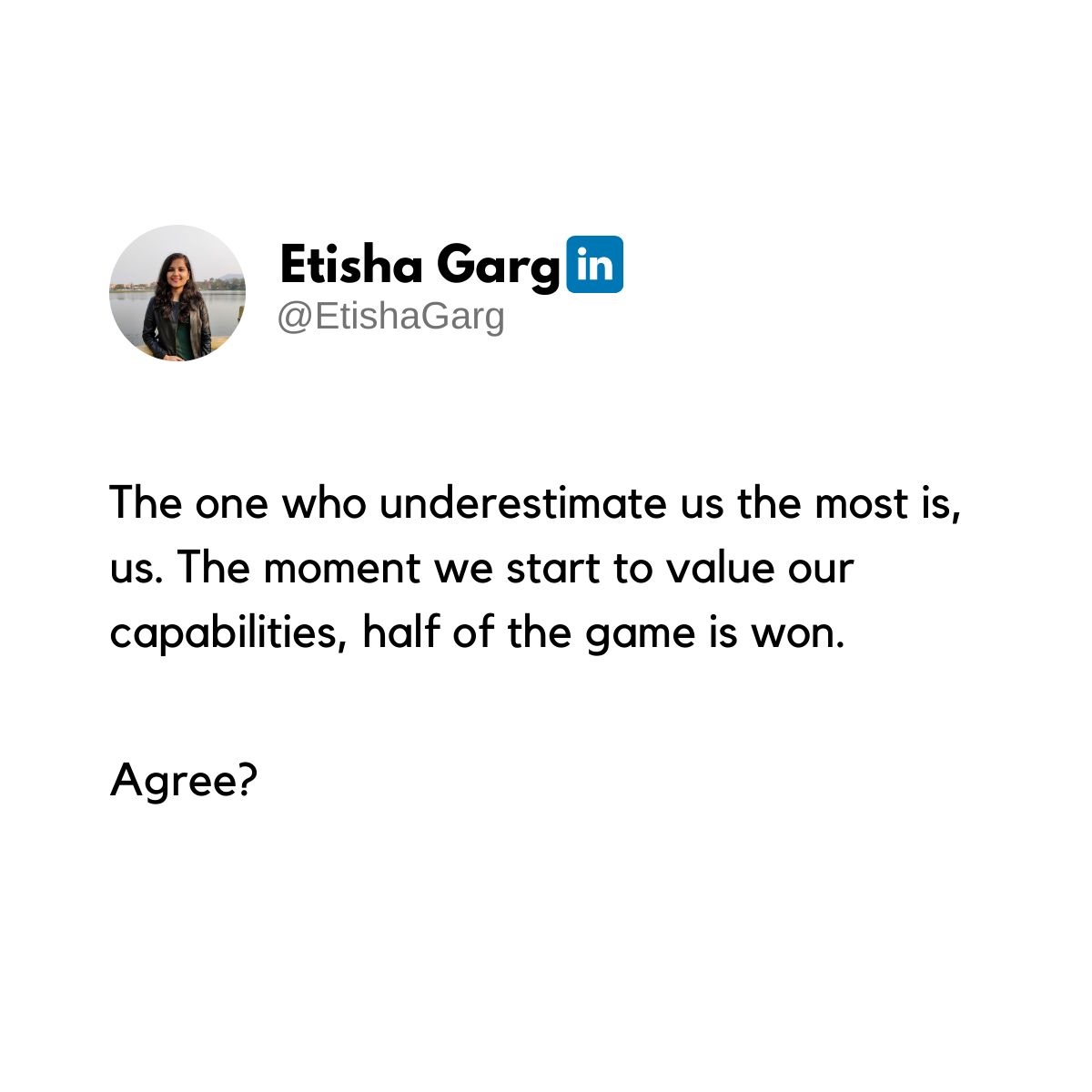 Etisha Garg on LinkedIn: Agree? Etisha Garg on LinkedIn: Agree?