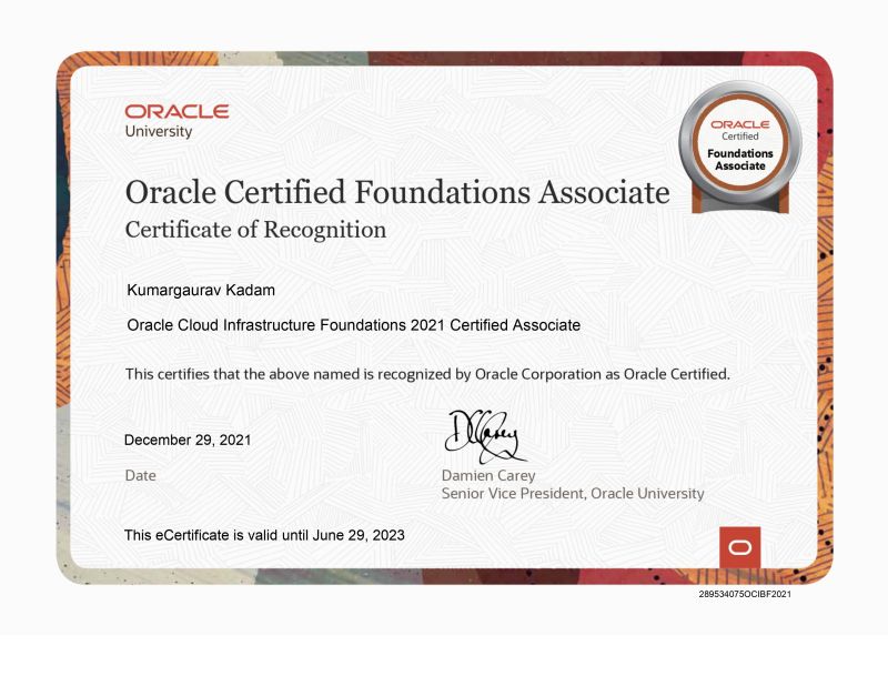 Kumargaurav Kadam on LinkedIn: View my verified achievement from Oracle ... Kumargaurav Kadam on LinkedIn: View my verified achievement from Oracle ...
