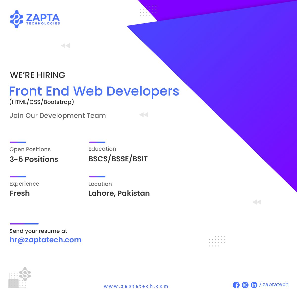 ZAPTA Technologies (Pvt.) Limited on LinkedIn: #html #css #bootstrap # ... ZAPTA Technologies (Pvt.) Limited on LinkedIn: #html #css #bootstrap # ...