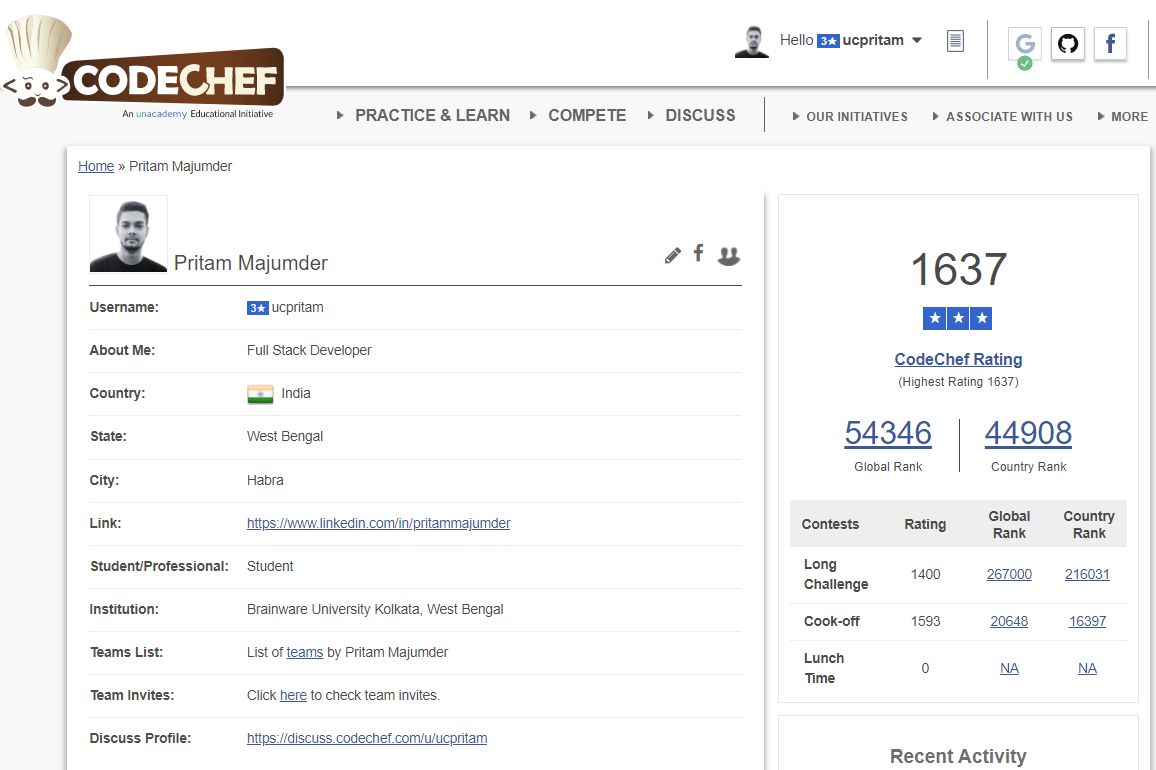 Pritam Majumder on LinkedIn: #learning #codechef #coding #programming # ... Pritam Majumder on LinkedIn: #learning #codechef #coding #programming # ...