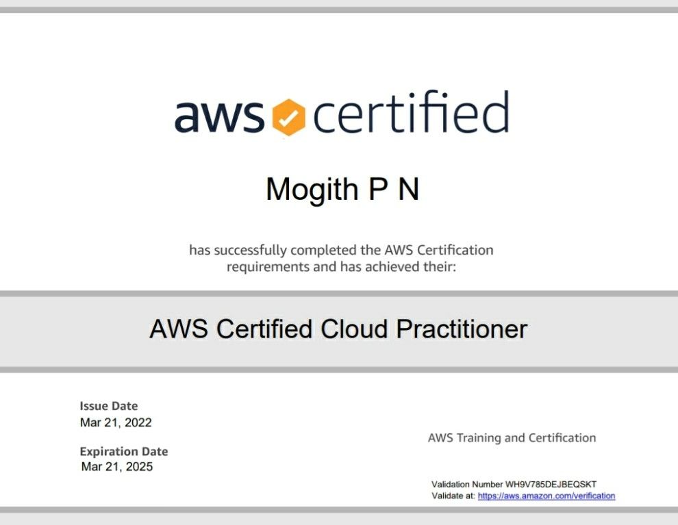 Mogith P N on LinkedIn: #awscertified #cloudadministration # ... Mogith P N on LinkedIn: #awscertified #cloudadministration # ...