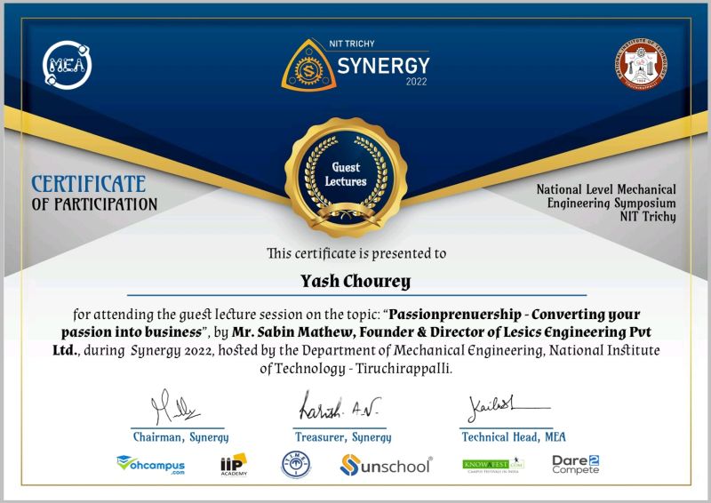 YASH CHOUREY on LinkedIn: #synergy #nitt YASH CHOUREY on LinkedIn: #synergy #nitt
