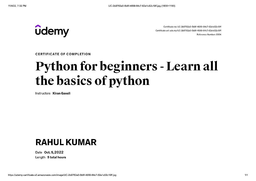 Rahul Kumar on LinkedIn: Well!! Completed the basic heading towards next.. Rahul Kumar on LinkedIn: Well!! Completed the basic heading towards next..