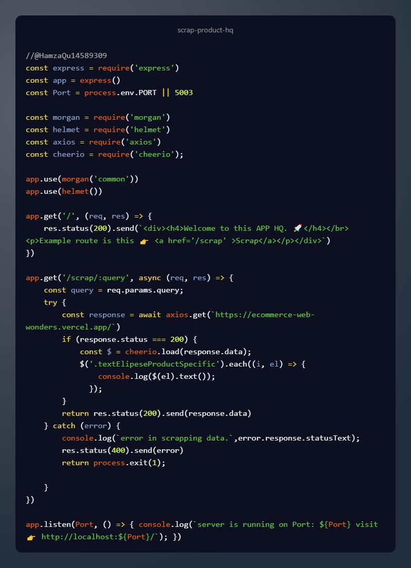 Hamza Qureshi on LinkedIn: #cheerio #axios #cheerio #expressjs #cheerio ... Hamza Qureshi on LinkedIn: #cheerio #axios #cheerio #expressjs #cheerio ...