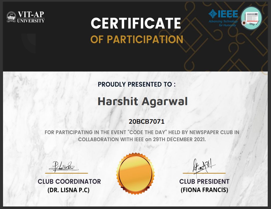 Harshit Agarwal on LinkedIn: #programming #coding #cse #vit #vitap # ... Harshit Agarwal on LinkedIn: #programming #coding #cse #vit #vitap # ...
