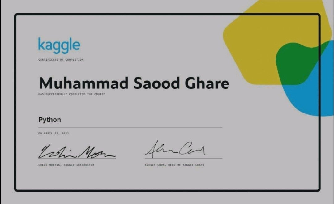 Saood Ghare on LinkedIn: Certificate of Completion in Python ... Saood Ghare on LinkedIn: Certificate of Completion in Python ...
