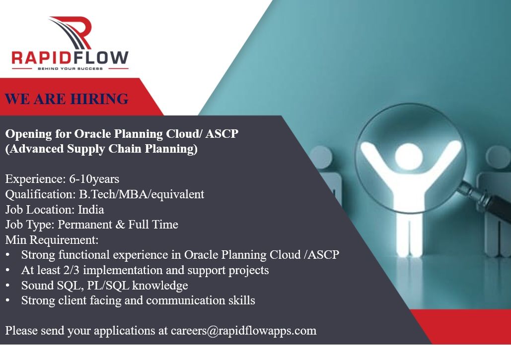 Rapidflow Inc on LinkedIn: #oracle #vcp #ascp #planning #cloud # ... Rapidflow Inc on LinkedIn: #oracle #vcp #ascp #planning #cloud # ...