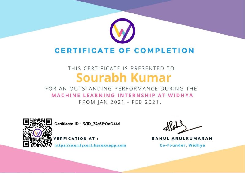 Sourabh kumar on LinkedIn: #internship #widhya #learningbydoing #thankyou Sourabh kumar on LinkedIn: #internship #widhya #learningbydoing #thankyou