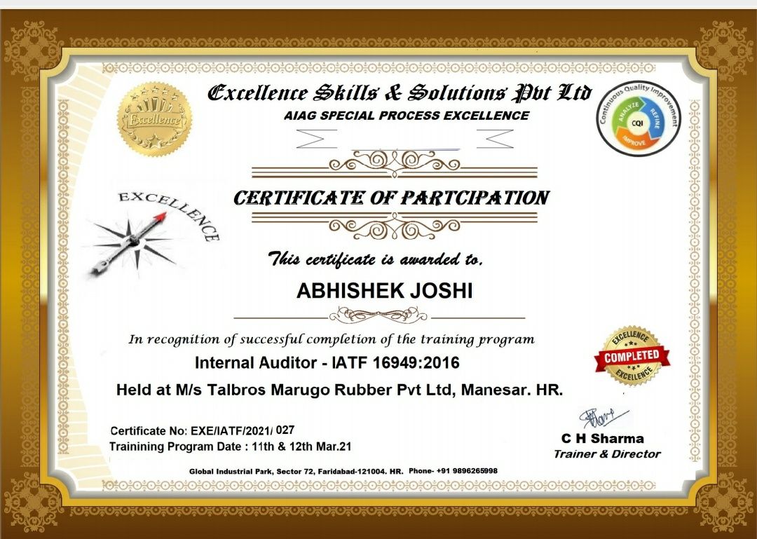Abhishek Joshi on LinkedIn: #iatf16949 Abhishek Joshi on LinkedIn: #iatf16949
