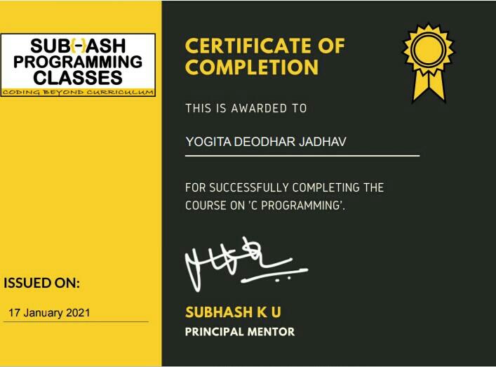 Yogita Jadhav on LinkedIn: #thankyou #cprogramming Yogita Jadhav on LinkedIn: #thankyou #cprogramming