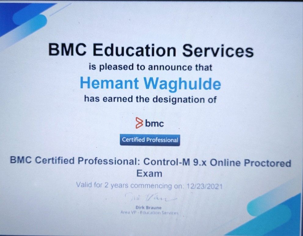Hemant Waghulde on LinkedIn: BMC Certified Professional 😎😎 | 14 comments Hemant Waghulde on LinkedIn: BMC Certified Professional 😎😎 | 14 comments