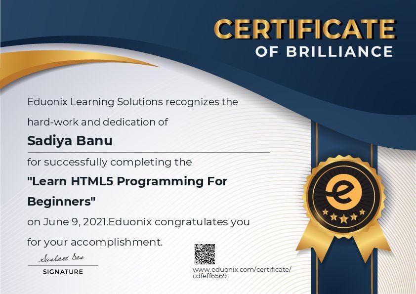 Sadiya Banu on LinkedIn: #html5 #eduonix #webdevelopment #frontenddeveloper Sadiya Banu on LinkedIn: #html5 #eduonix #webdevelopment #frontenddeveloper