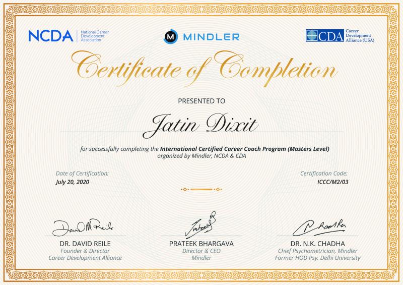 Jatin Dixit on LinkedIn: Completed ICCC Masters Level from Mindler New ... Jatin Dixit on LinkedIn: Completed ICCC Masters Level from Mindler New ...