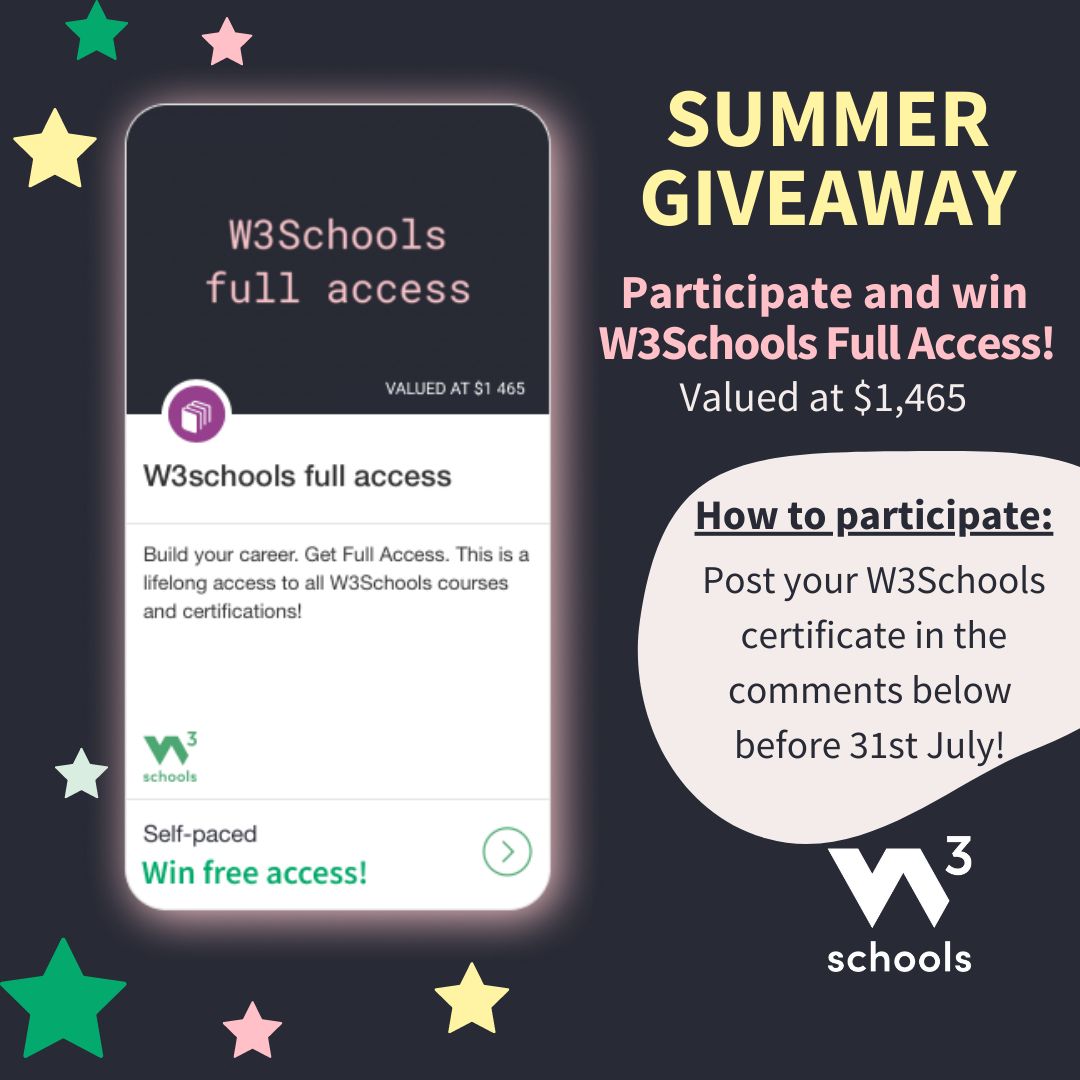 W3Schools.com on LinkedIn: #education #giveaway #developer # ... W3Schools.com on LinkedIn: #education #giveaway #developer # ...