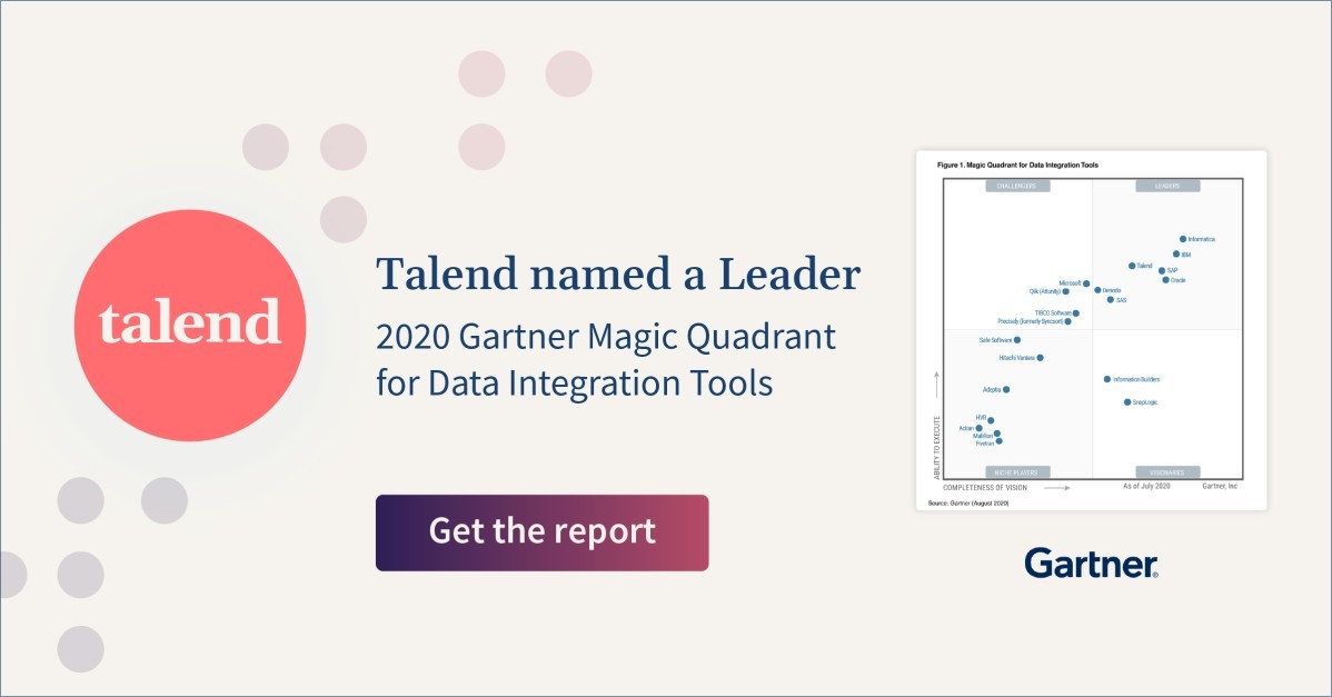 Talend on LinkedIn: For the 5th year in a row, Gartner named Talend a ... Talend on LinkedIn: For the 5th year in a row, Gartner named Talend a ...