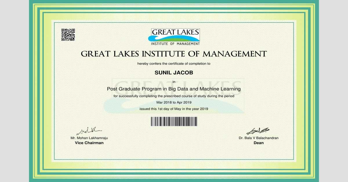 Sunil Jacob on LinkedIn: SUNIL JACOB successfully completed PGP-BDML ... Sunil Jacob on LinkedIn: SUNIL JACOB successfully completed PGP-BDML ...