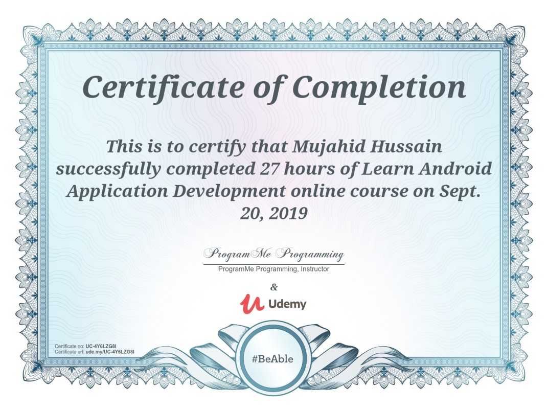 Mujahid Hussain on LinkedIn: Udemy Course Completion Certificate Mujahid Hussain on LinkedIn: Udemy Course Completion Certificate