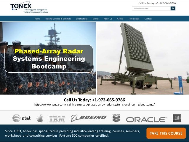 Phased array radar systems engineering bootcamp from Tonex Phased array radar systems engineering bootcamp from Tonex