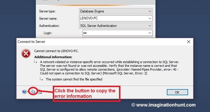 Error while connecting to SQL Server (#1) Error while connecting to SQL Server (#1)