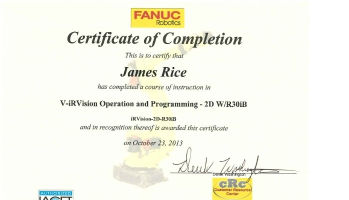 Fanuc Robotics Training Certifications Fanuc Robotics Training Certifications
