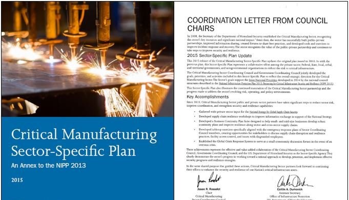 Critical Manufacturing Sector Specific Plan Critical Manufacturing Sector Specific Plan