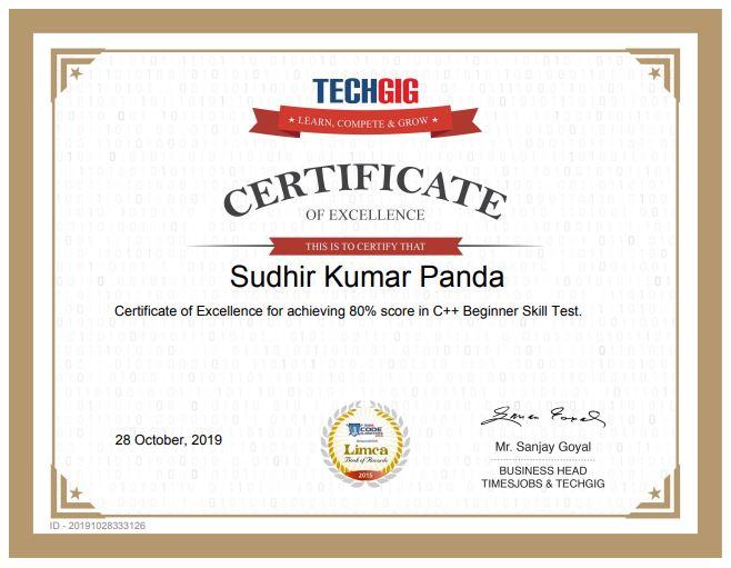 Sudhir Kumar Panda on LinkedIn: #cpp #cpp #c #techgig #programing Sudhir Kumar Panda on LinkedIn: #cpp #cpp #c #techgig #programing