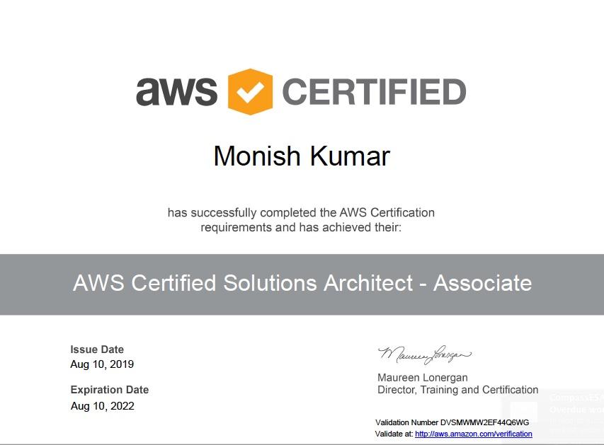 Monish Kumar on LinkedIn: Completed my AWS Certified Solutions ... Monish Kumar on LinkedIn: Completed my AWS Certified Solutions ...