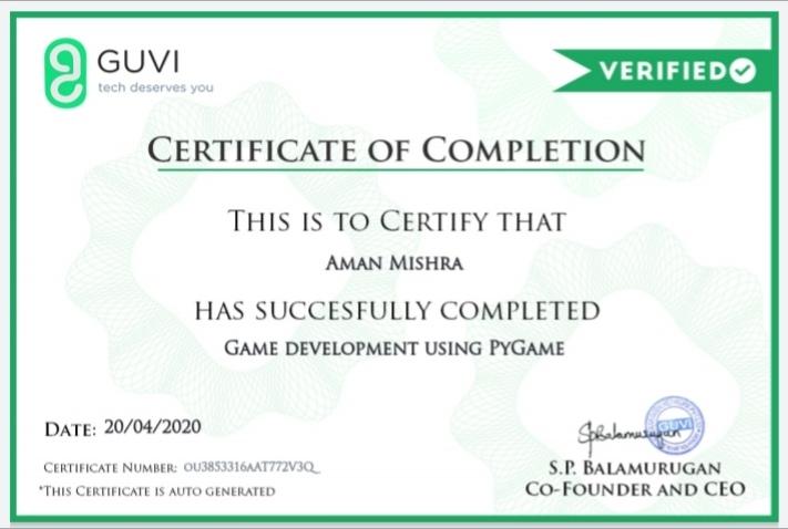 Aman Mishra on LinkedIn: #completed #python #pygame #gamedevelopment #guvi Aman Mishra on LinkedIn: #completed #python #pygame #gamedevelopment #guvi