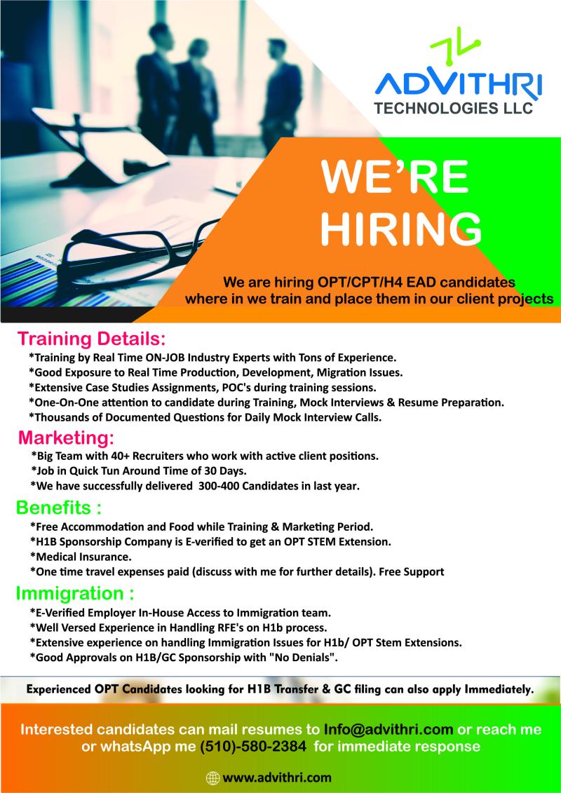 Advithri Technologies LLC on LinkedIn: #advithri #wearehiring # ... Advithri Technologies LLC on LinkedIn: #advithri #wearehiring # ...