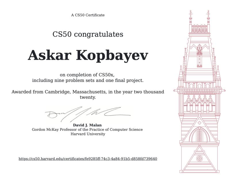 Askar Kopbayev on LinkedIn: #cs50 #python #programming #100daysofcode ... Askar Kopbayev on LinkedIn: #cs50 #python #programming #100daysofcode ...