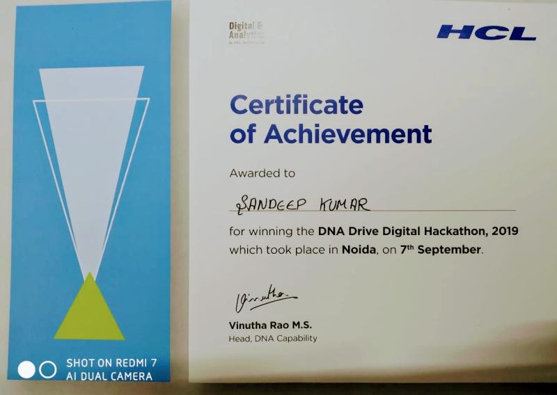Sandeep Kumar nishad on LinkedIn: #hcl #hackathon #first #prize # ... Sandeep Kumar nishad on LinkedIn: #hcl #hackathon #first #prize # ...