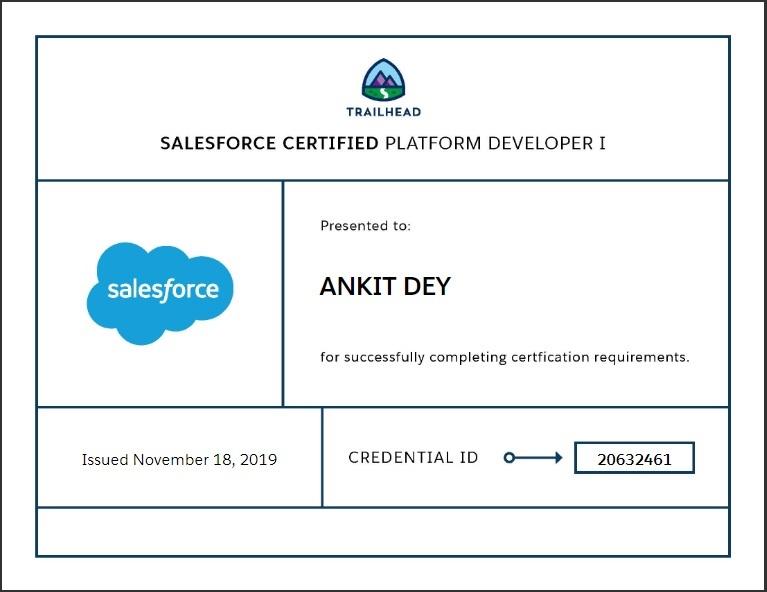 Ankit Dey on LinkedIn: #sfdc #platformdeveloper #salesforcecertified Ankit Dey on LinkedIn: #sfdc #platformdeveloper #salesforcecertified
