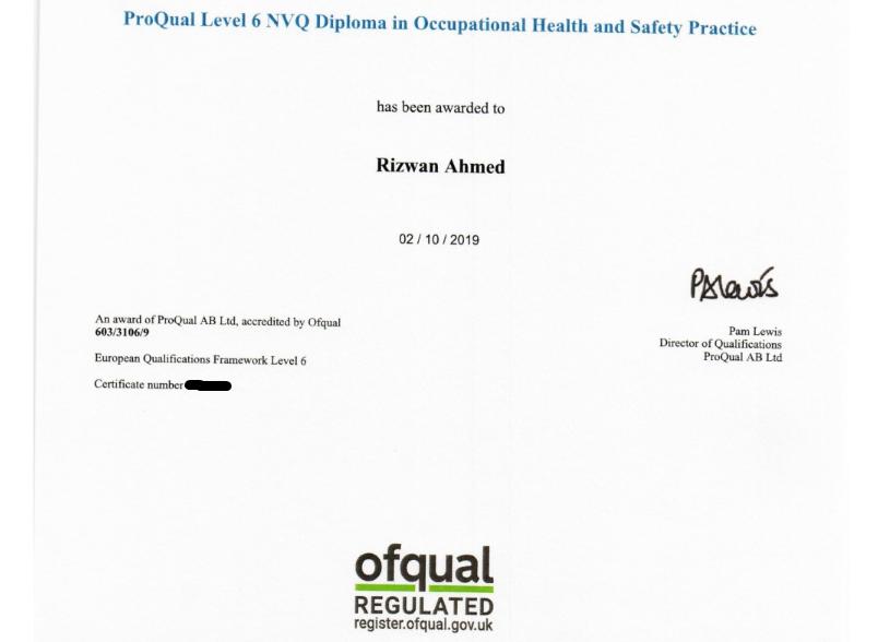 Rizwan Ahmed - CMIOSH on LinkedIn: Upgraded my NVQ Level 5 to Level 6 ... Rizwan Ahmed - CMIOSH on LinkedIn: Upgraded my NVQ Level 5 to Level 6 ...